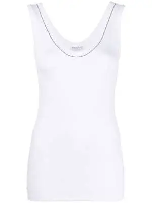 Brunello Cucinelli Embellished Tank Top - White