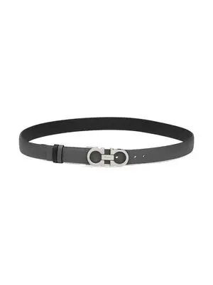 FERRAGAMO Gancini-buckle Leather Belt - Grey