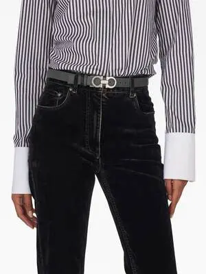 FERRAGAMO Gancini-buckle Leather Belt - Grey