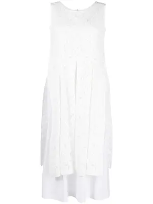 Comme Des Garçons Lace-overlay Midi Dress - White