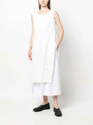 Comme Des Garçons Lace-overlay Midi Dress - White
