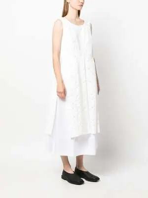 Comme Des Garçons Lace-overlay Midi Dress - White