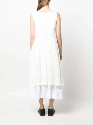 Comme Des Garçons Lace-overlay Midi Dress - White