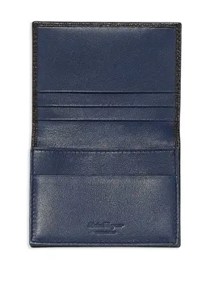 FERRAGAMO Gancini Leather Card Holder - Black