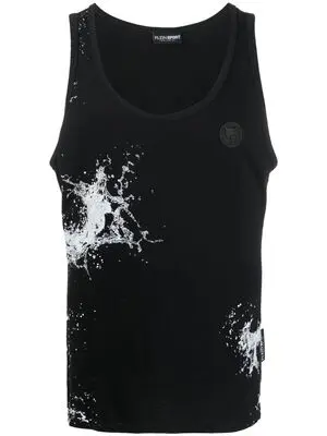 PLEIN SPORT Splash-print Cotton Tank Top