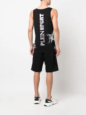 PLEIN SPORT Splash-print Cotton Tank Top