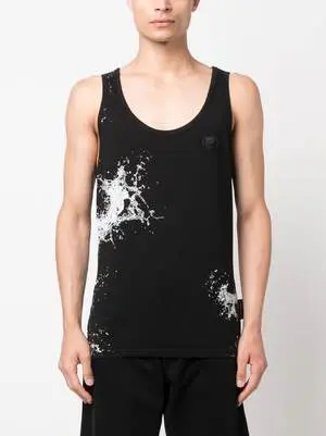 PLEIN SPORT Splash-print Cotton Tank Top