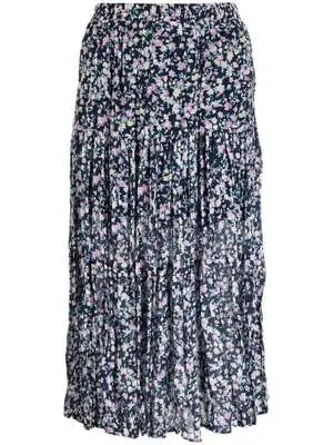 B+AB Floral-print Pleated Midi Skirt