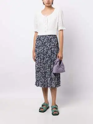 B+AB Floral-print Pleated Midi Skirt