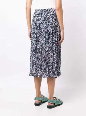 B+AB Floral-print Pleated Midi Skirt