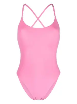 LIDO Criss-cross Straps High-cut One-piece Swimsuit - Pink