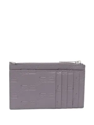 Balenciaga Logo-debossed Leather Cardholder - Grey