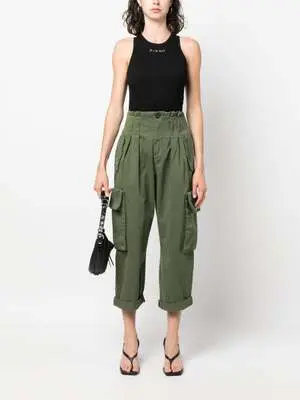 Pinko Logo-embossed Cotton Tank Top - Black