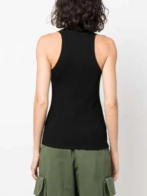 Pinko Logo-embossed Cotton Tank Top - Black