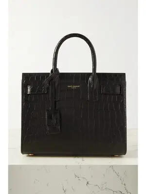 Saint Laurent Sac De Jour Nano Croc-effect Leather Tote - Black