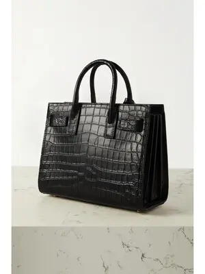 Saint Laurent Sac De Jour Nano Croc-effect Leather Tote - Black