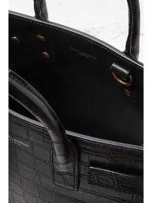 Saint Laurent Sac De Jour Nano Croc-effect Leather Tote - Black