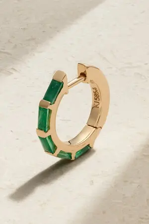 KOLOURS JEWELRY KOLOURS JEWELRY 14-karat Gold Emerald Hoop Earring Green