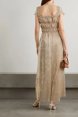Altuzarra Lily Shirred Sequined Stretch-silk Midi Dress