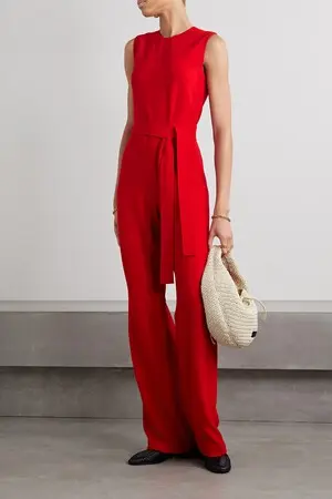 Adam Lippes Belted Wool-crepe Jumpsuit
