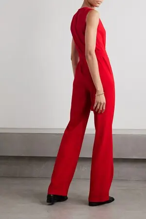 Adam Lippes Belted Wool-crepe Jumpsuit