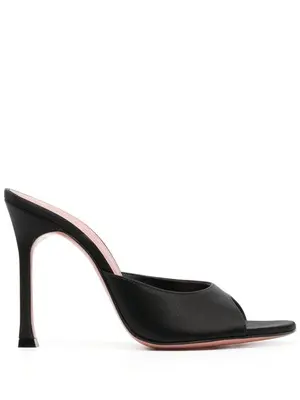 Amina Muaddi Alexa Satin Sandals - Black