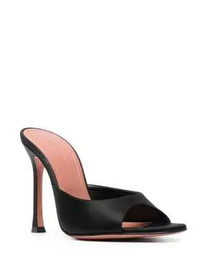 Amina Muaddi Alexa Satin Sandals - Black