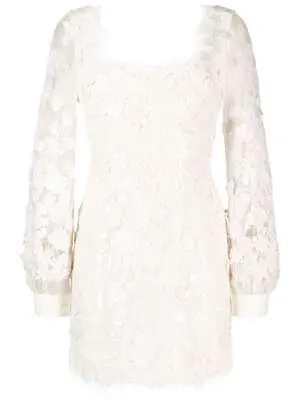 Elie Saab Floral Lace-embellished Minidress - White