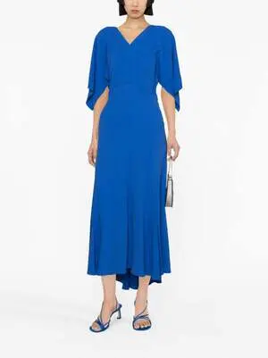 Victoria Beckham Draped-sleeve Midi Dress