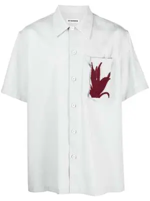 JIL SANDER Appliqué-detail Cotton Shirt - Grey