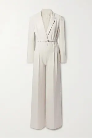 Norma Kamali Belted Pleated Jumpsuit - Off-white