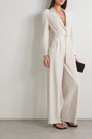 Norma Kamali Belted Pleated Jumpsuit - Off-white