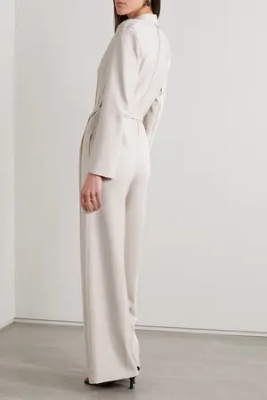 Norma Kamali Belted Pleated Jumpsuit - Off-white