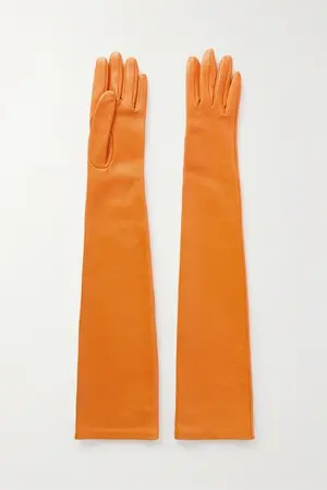 THE ROW Simon Leather Gloves Orange
