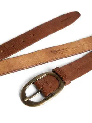 Dsquared2 Calf Leather Belt With Engraved Logo
