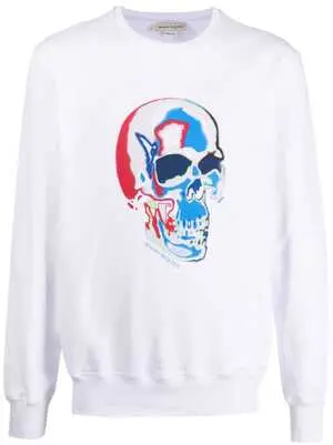 Alexander McQueen Skull-print Cotton Sweatshirt - White