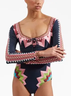 La DoubleJ Sunset Geometric-print One-piece