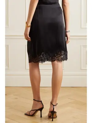 Stella McCartney Net Sustain Lace-trimmed Satin Skirt