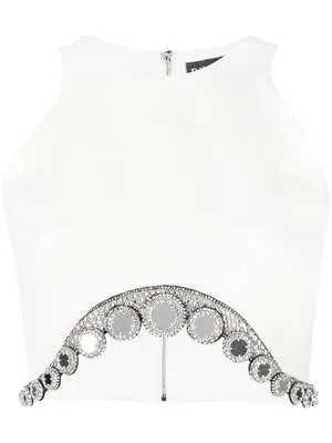 David Koma Crystal Embellished Cropped Top - White