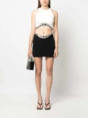 David Koma Crystal Embellished Cropped Top