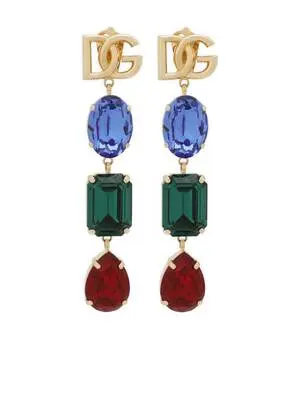 Dolce & Gabbana Logo-plaque Crystal-embellished Clip-on Earrings - Gold