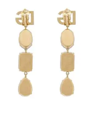 Dolce & Gabbana Logo-plaque Crystal-embellished Clip-on Earrings - Gold