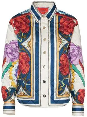 La DoubleJ Edie Quilted Floral-print Jacket - White
