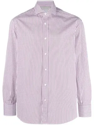 Brunello Cucinelli Long-sleeve Striped Cotton Shirt - White