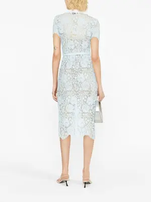 SELF-PORTRAIT Lace Midi Shirt Dress - Blue | Editorialist