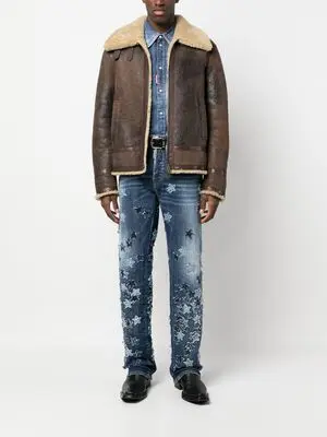 Dsquared2 Star-motif Patchwork Straight Leg Jeans