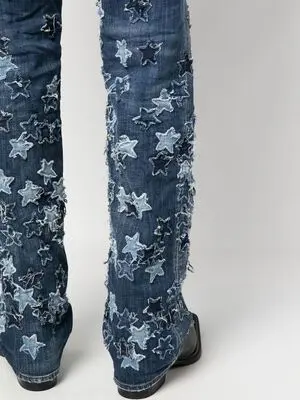 Dsquared2 Star-motif Patchwork Straight Leg Jeans