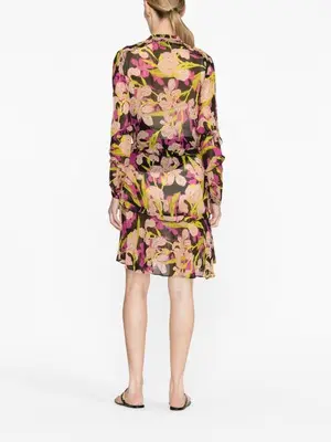 Pinko Piccadilly Floral-print Ruffled Minidress - Black