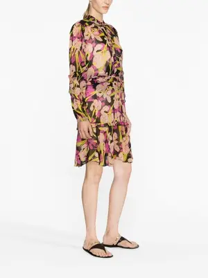 Pinko Piccadilly Floral-print Ruffled Minidress - Black