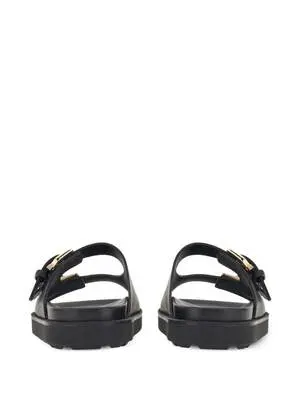 FERRAGAMO Double-buckle Leather Sandals